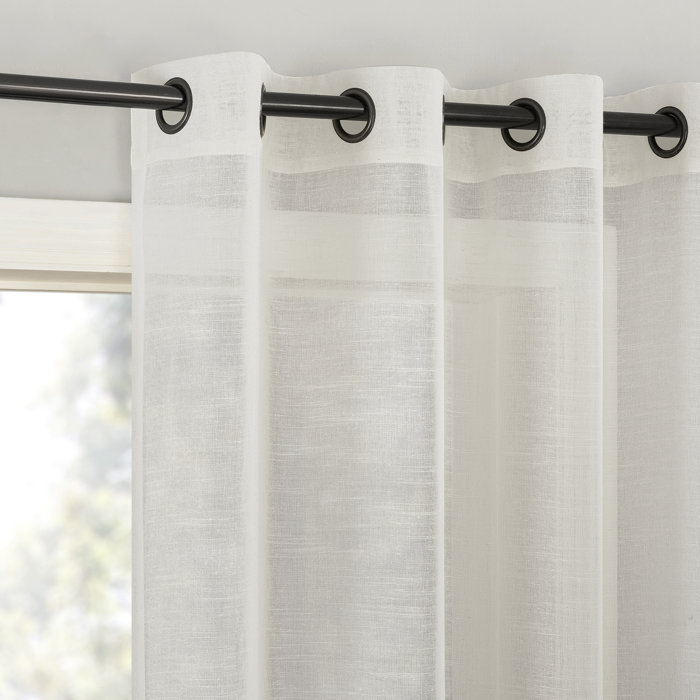 Gracie Oaks Yitzi Slub Textured Linen Blend Semi-Sheer Grommet Curtain Panel & Reviews | Wayfair